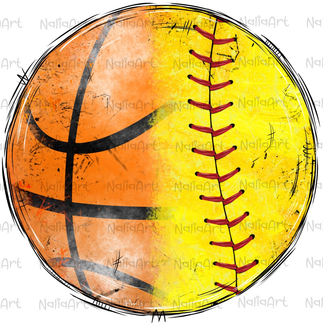 Half Softball Basketball Sublimation Design PNG Sport Clip Art Sport ...