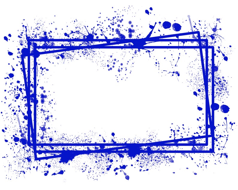 Frame Splatter Blue Background Printable Artwork Splash Rectangle Frame ...