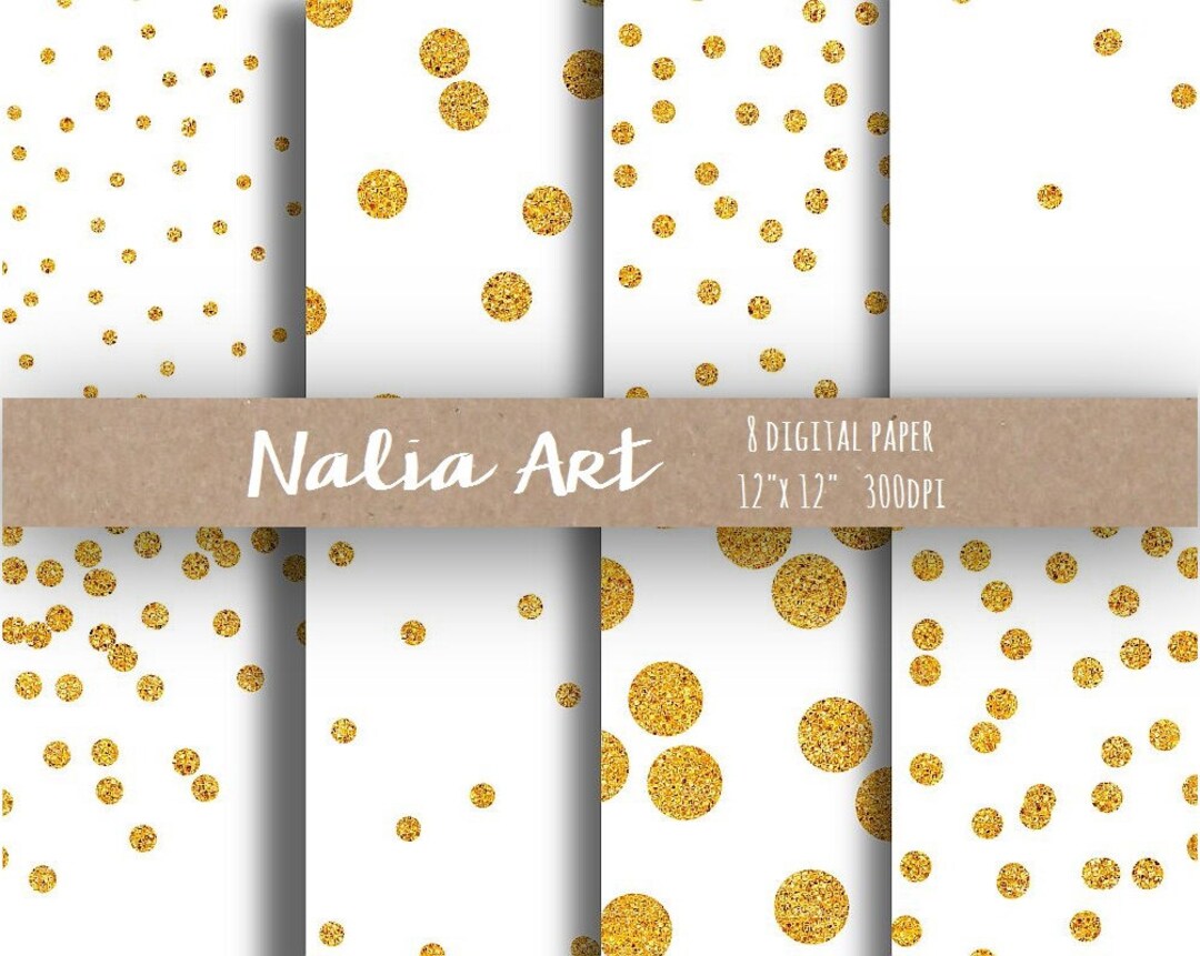 Digital Paper Background Glitter Confetti Gold, Confetti Border ...