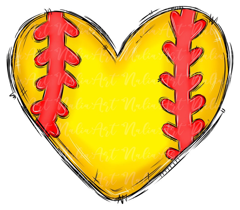 Heart Softball Heart PNG Sport Heart Heart Watercolor - Etsy