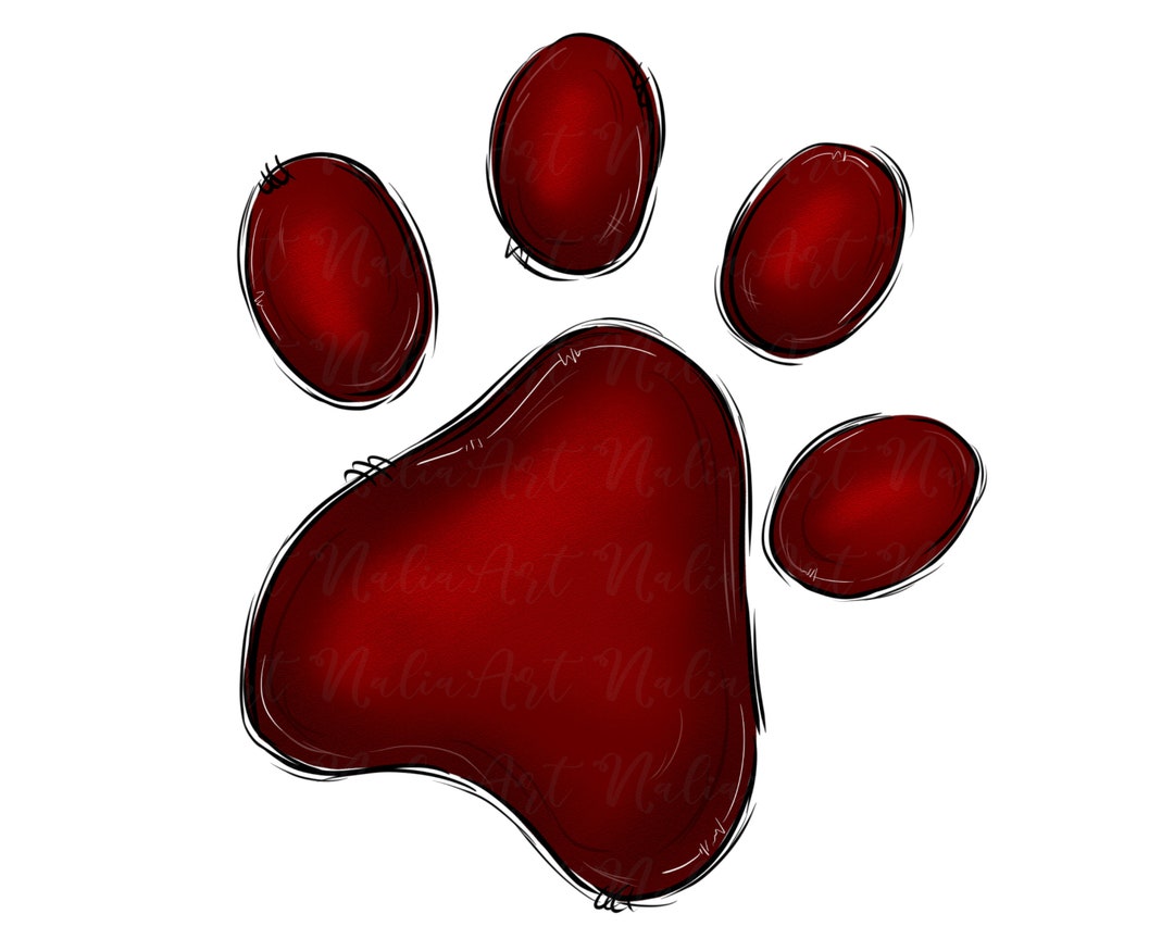 Football Maroon Paw Hand Drawn Sublimation Design PNG File Printable ...
