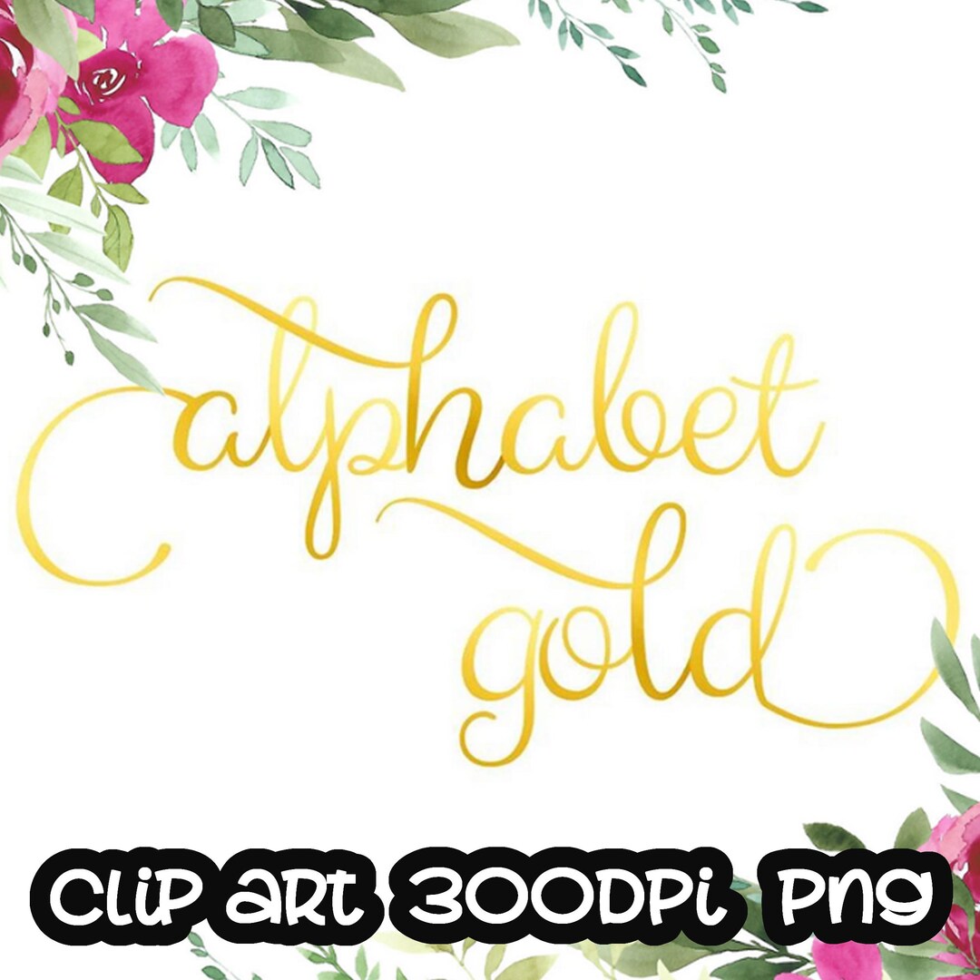 Gold Alphabet Clip Art, Gold Foil Alphabet, Digital Clipart, Numbers ...