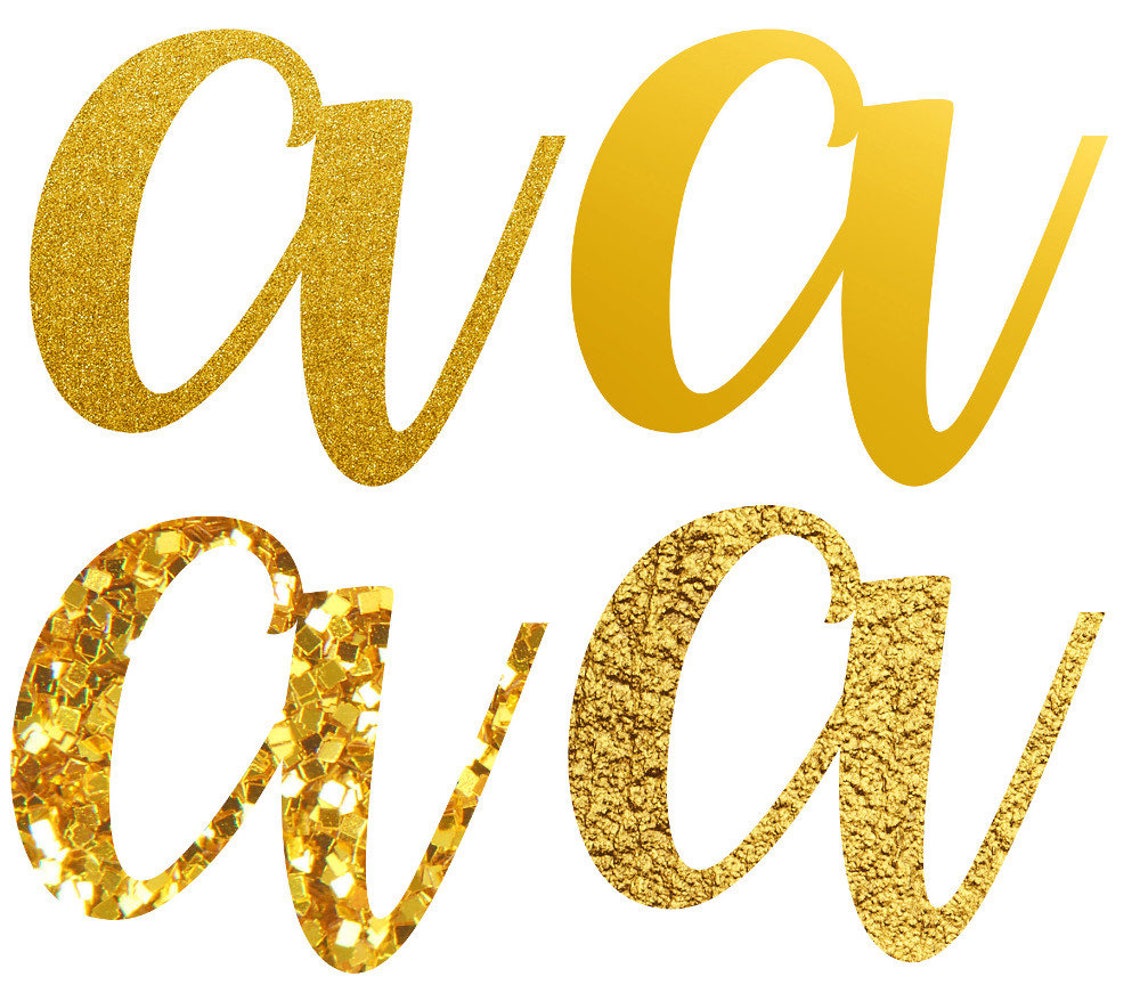Alphabet Clip Art Glitter Foil Gold Alphabet Digital - Etsy