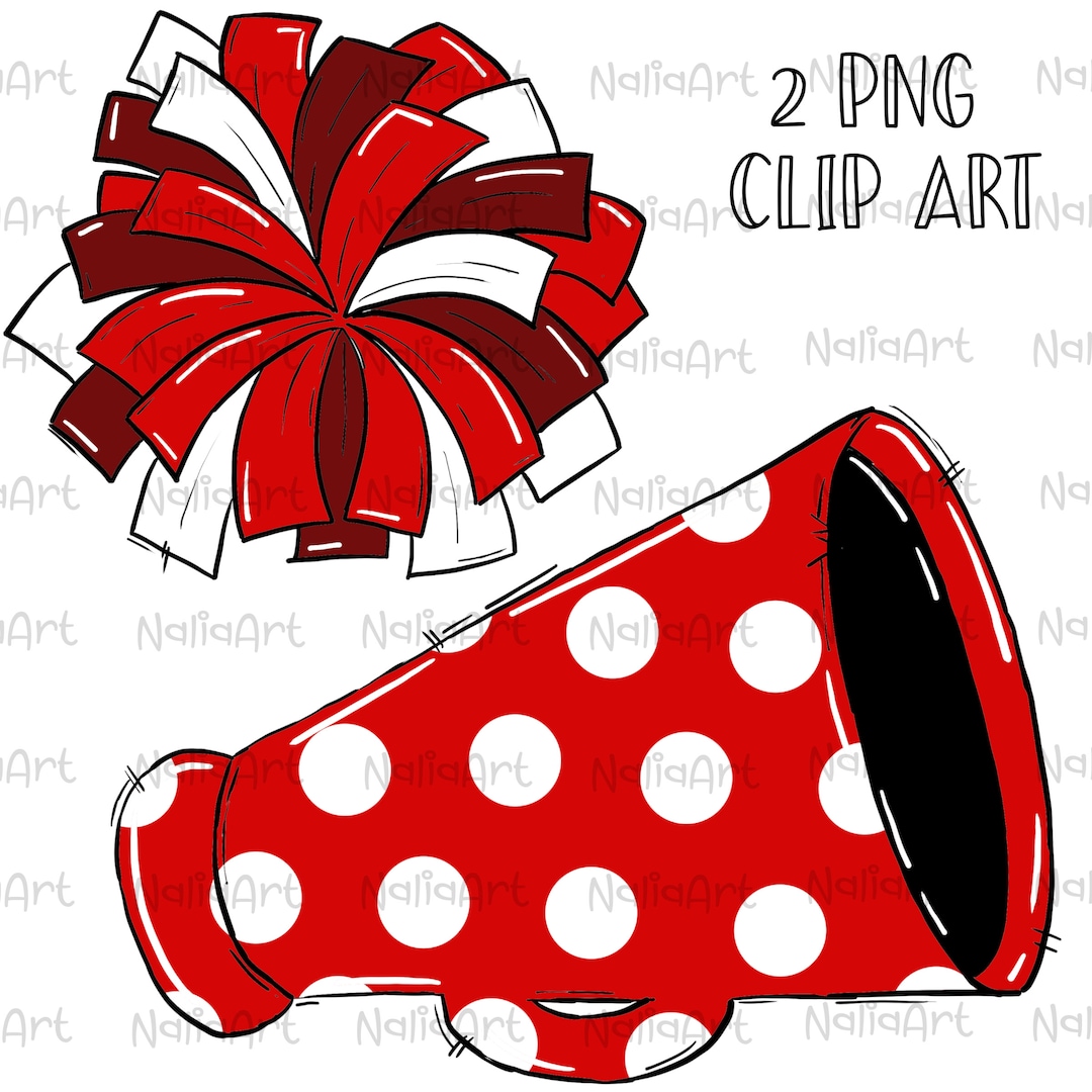 Cheer Poms Megaphone Football Red Digital Download Cheerleader ...