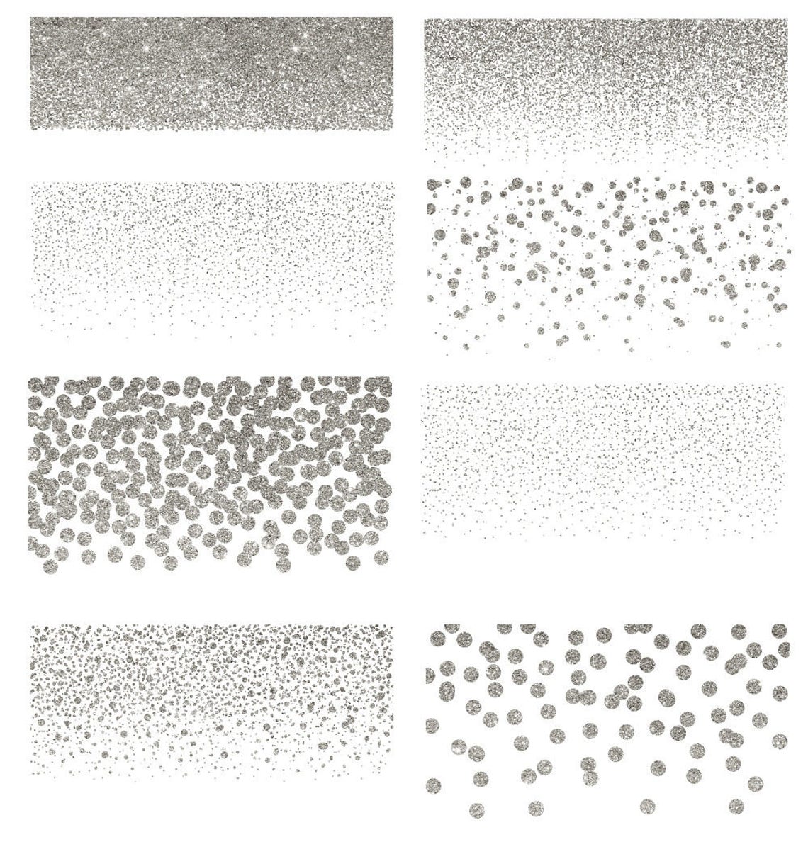 Silver Glitter Border Confetti Bordersclipart Silver - Etsy