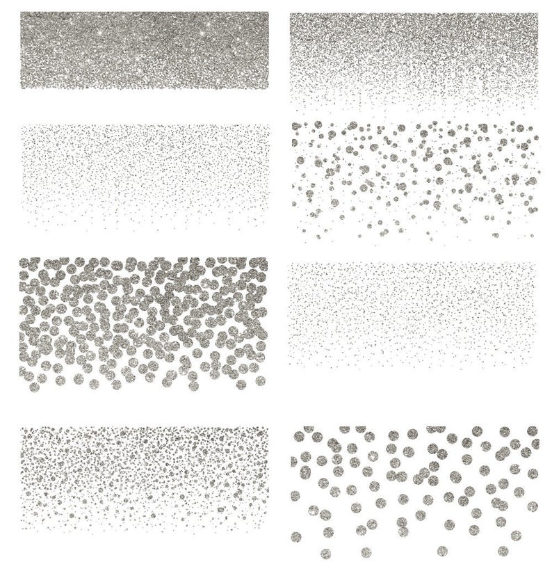 Silver Glitter Border Confetti Bordersclipart Silver - Etsy