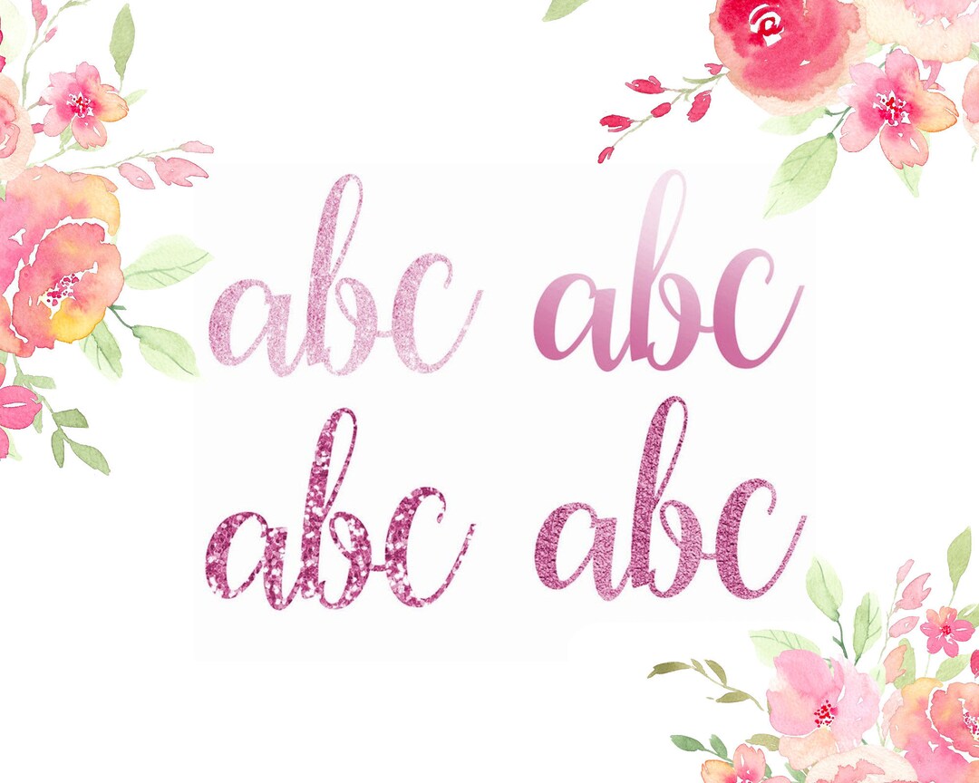 Alphabet Clip Art, Glitter Foil Pink Alphabet, Digital Clipart, Letters ...