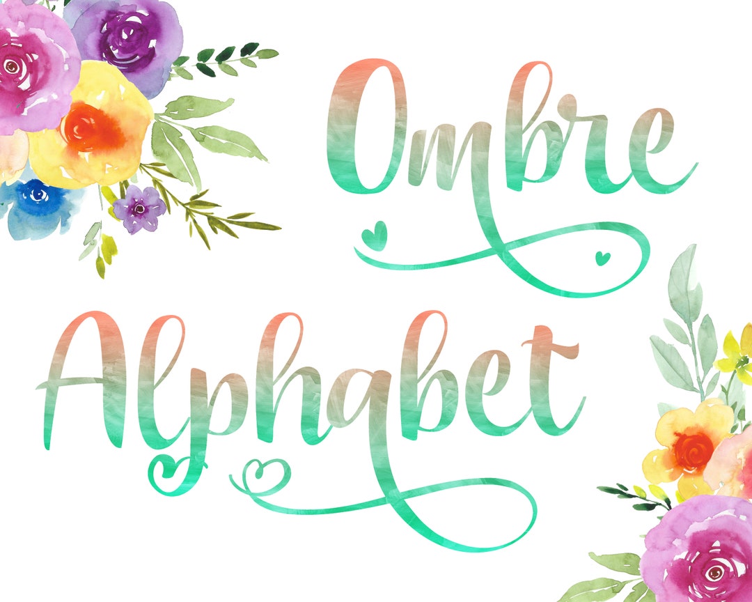Ombre Alphabet Clip Art, Foil Alphabet, Digital Clipart, Numbers, Font ...
