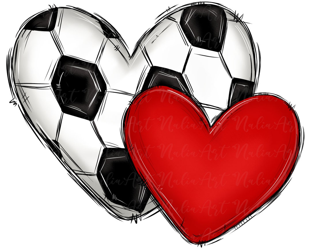 Heart Soccer Heart Red PNG Sport Heart Heart Watercolor - Etsy