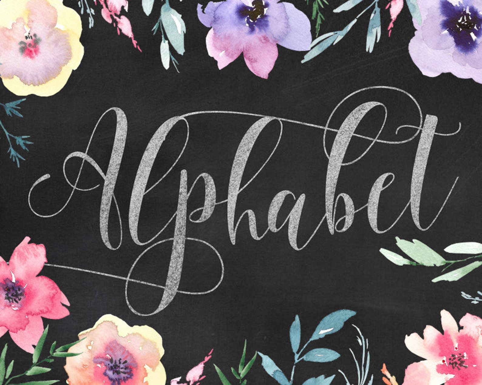 Chalkboard Alphabet Clip Art Chalk Digital Clipart Font - Etsy