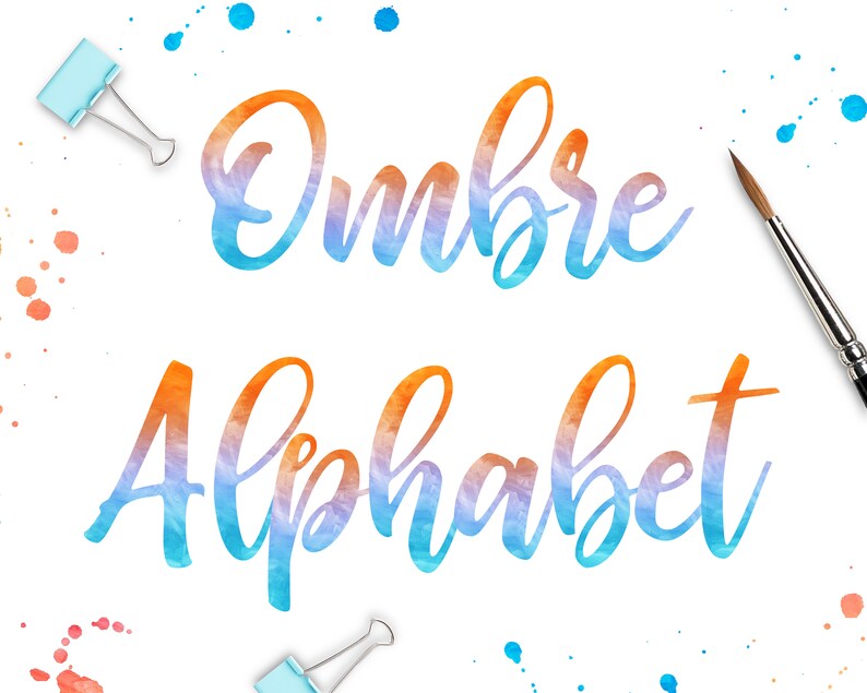 Ombre Watercolor Alphabet Clipart Watercolor Letters Digital - Etsy