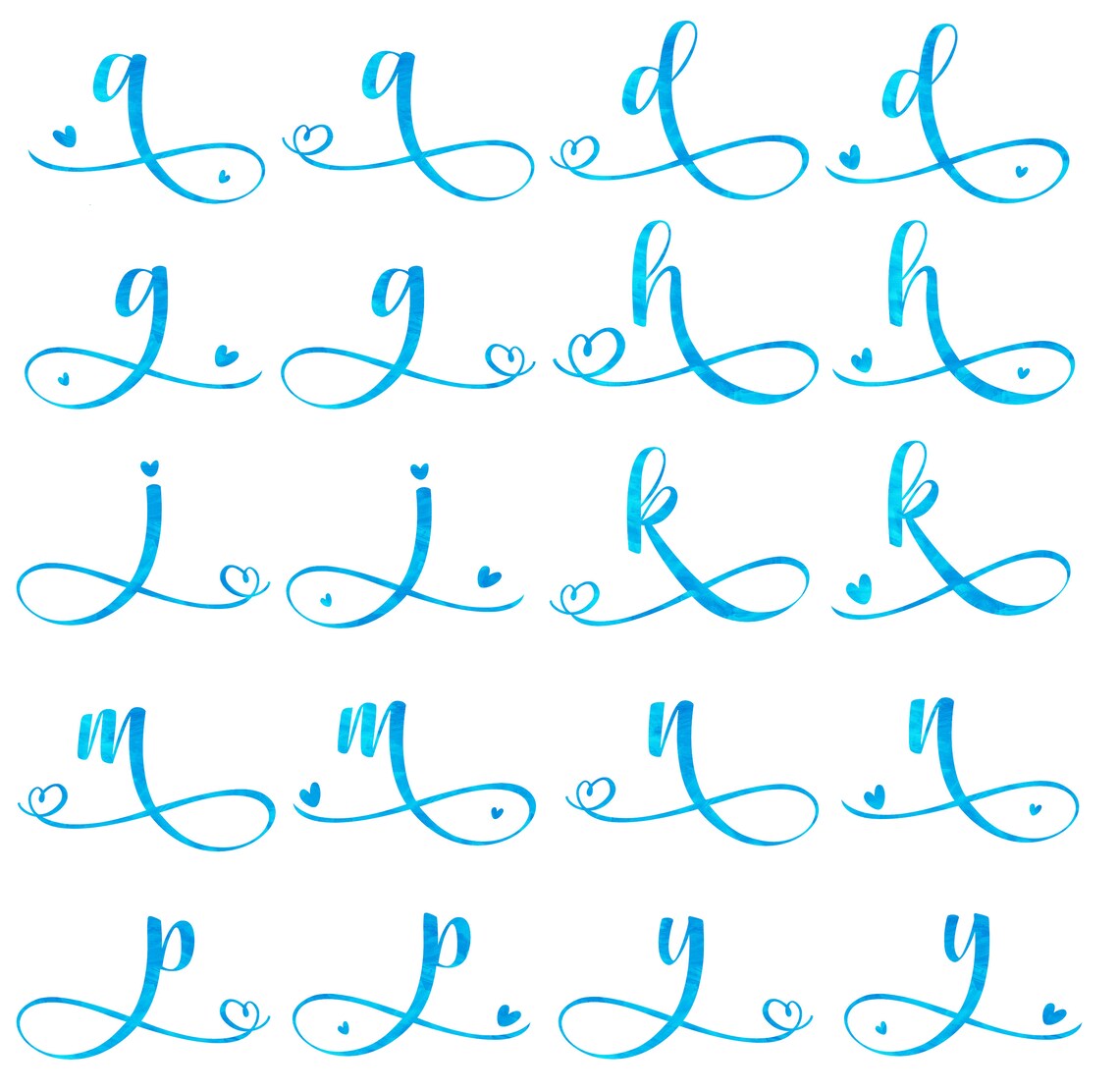 Blue Watercolor Alphabet Clipart, Watercolor Letters, Digital Clipart ...