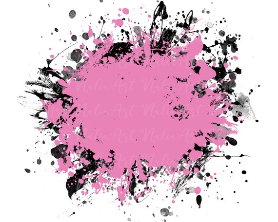 Pink Paint Splatter Black Background