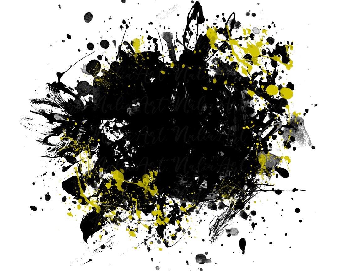 Background Paint Splatter Black Yellow Splash Frame Splatter Background ...