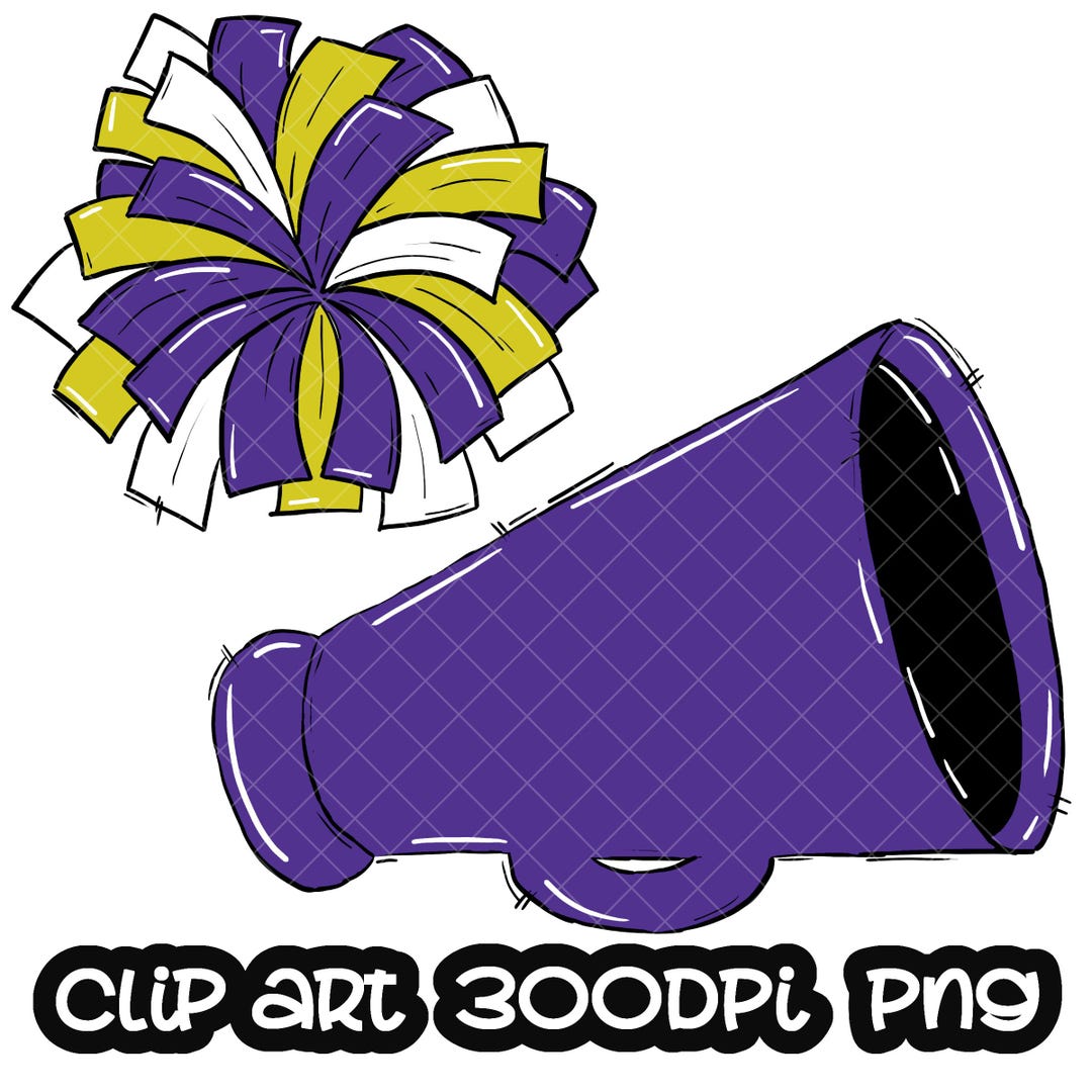 Cheer Poms Megaphone Football Purple Gold | Digital Download ...