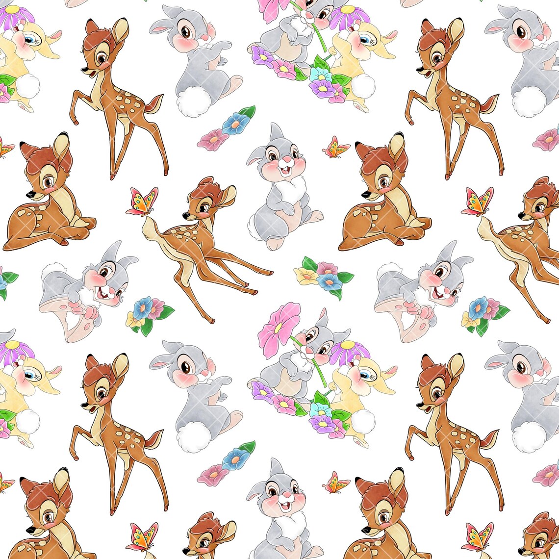 Bambi Thumper Seamless Pattern, Digital Paper Background Download JPG ...