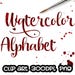 Red Watercolor Alphabet Clipart, Watercolor Letters, Digital Clipart ...
