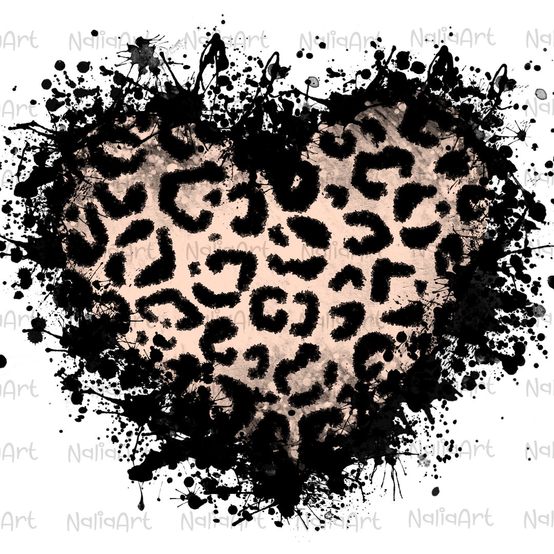 Heart Leopard Heart PNG Cheetah Heart Heart Watercolor Sublimation PNG ...