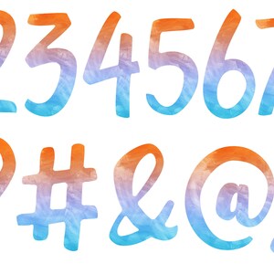 Ombre Watercolor Alphabet Clipart, Watercolor Letters, Digital Clipart ...