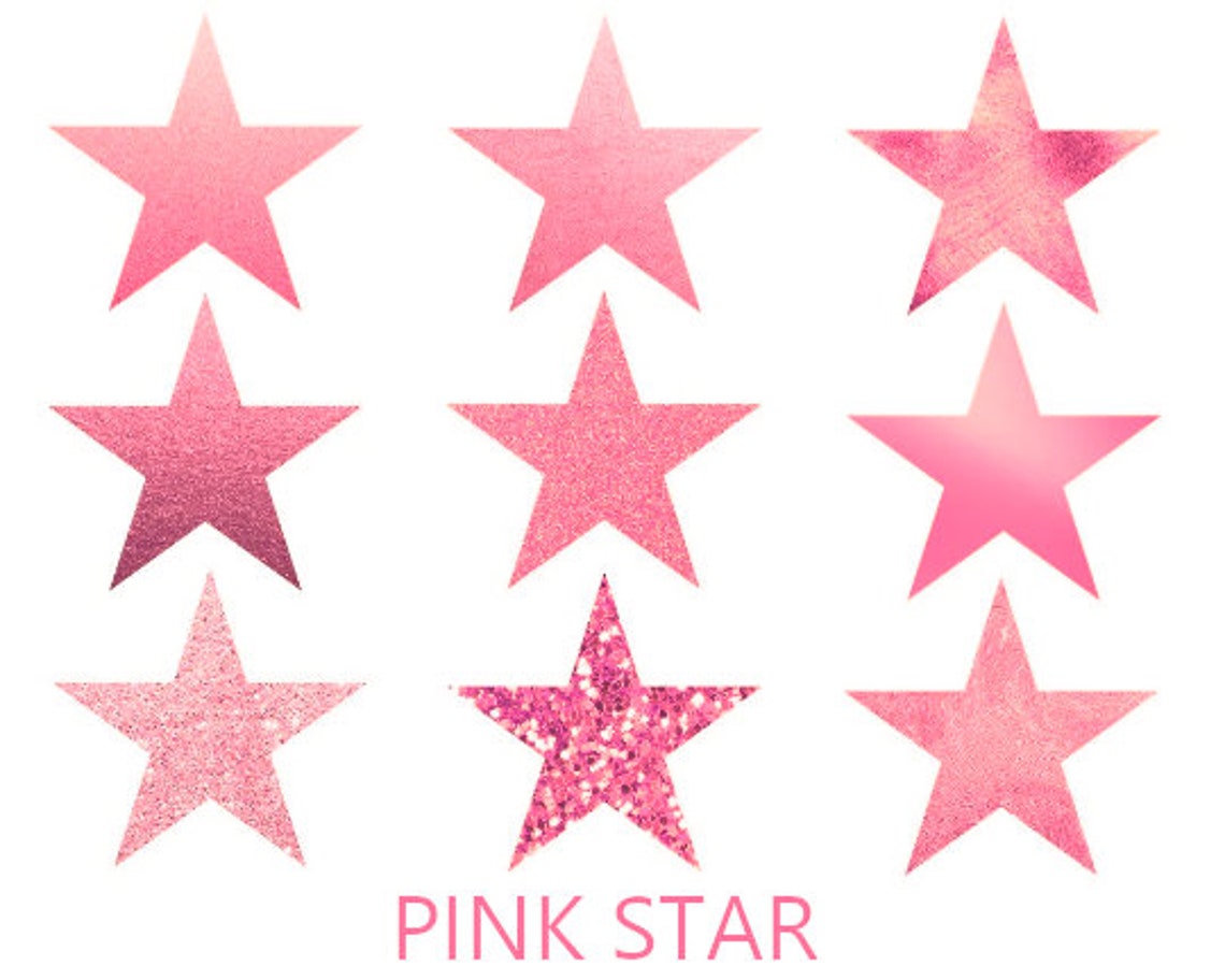Pink Star Stars Clip Art Stars Glitter Foil Pink Digital - Etsy