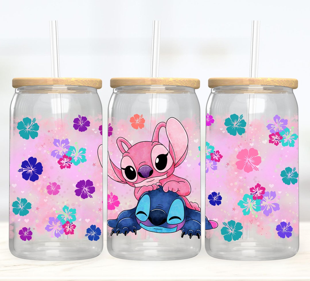 Anime Cartoon Stitch Angel Cup PNG File DIGITAL DOWNLOAD 16oz Glass ...