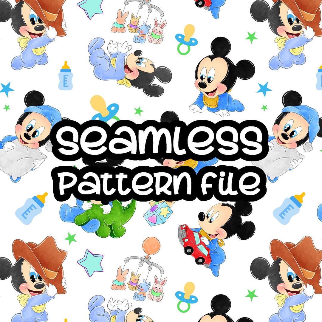 Mickey Mouse Baby Toddler Seamless Pattern, Mickey Mouse and Friends ...