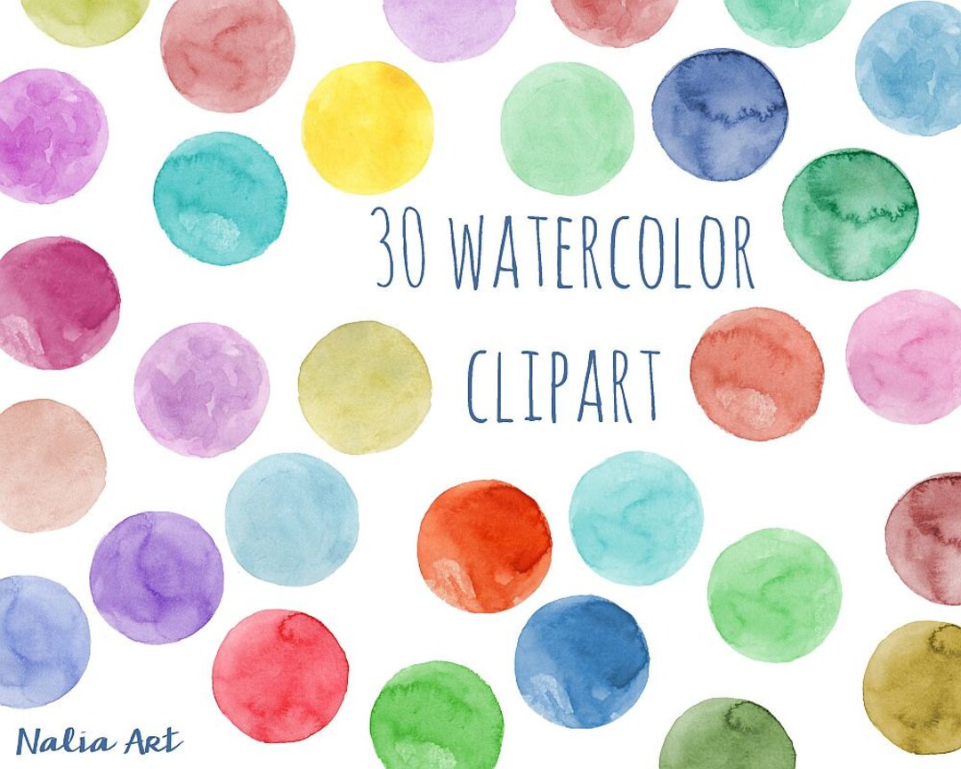 Dots Watercolor, Circles, Handpainted Watercolor, Digital Clipart ...