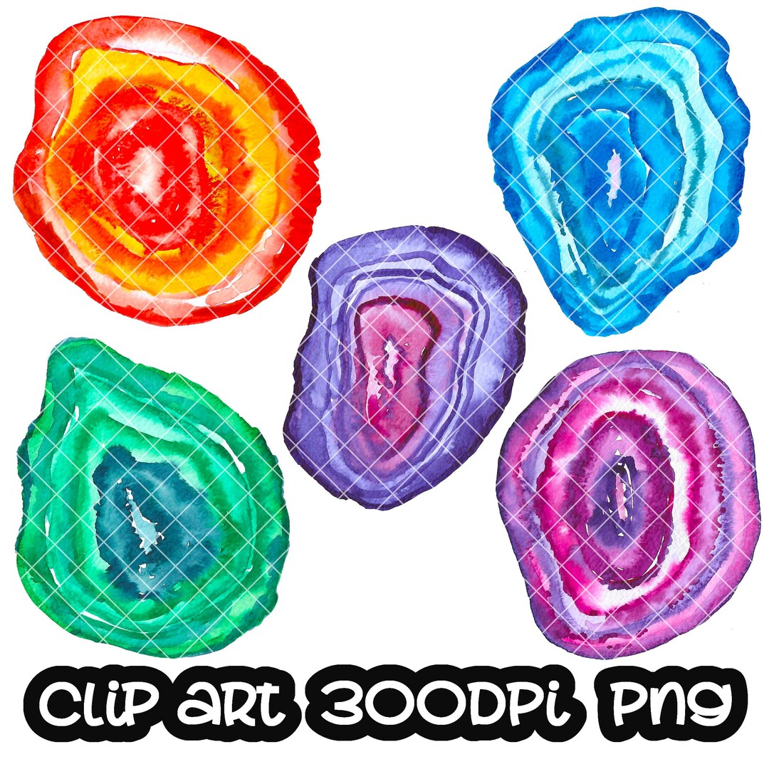 Agate Clip Art, Watercolor Clipart (PNG, Instant Download) - Etsy