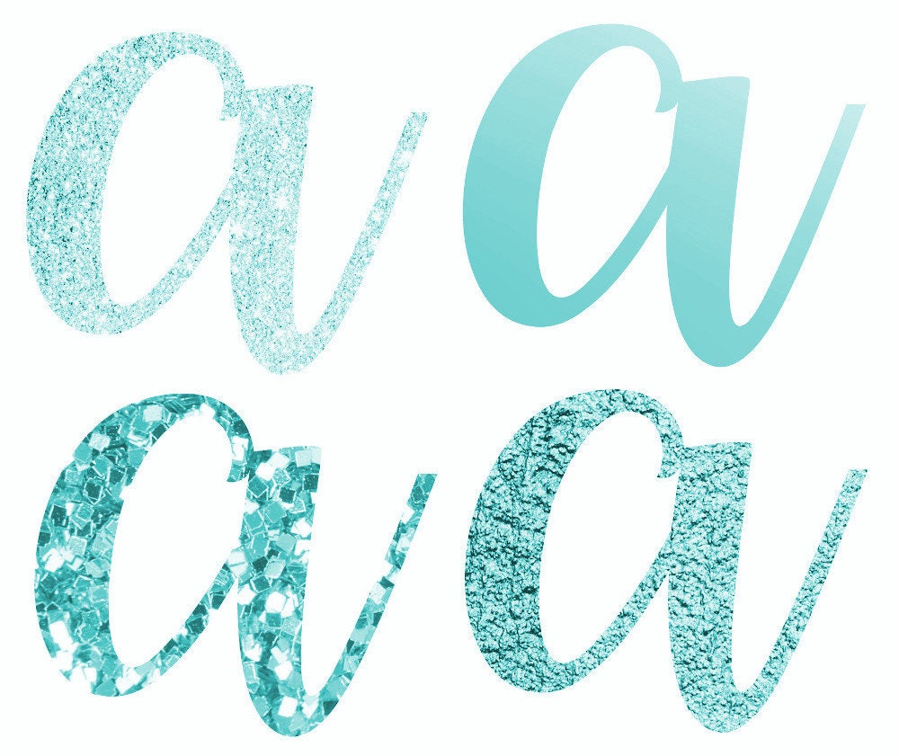 Alphabet Clip Art, Glitter Foil Blue Alphabet, Digital Clipart, Letters ...