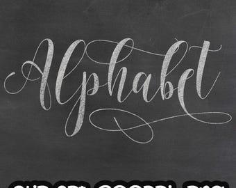 Chalkboard Alphabet Clip Art, Chalk Digital Clipart, Font, Letters ...