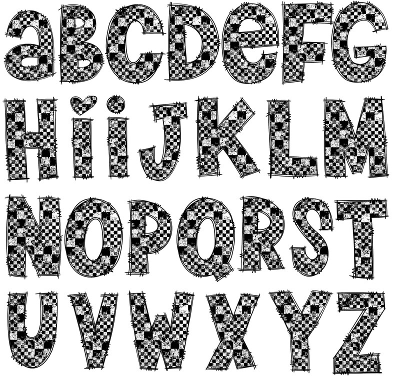 Baseball Doodle Letters Checkered Flag Clipart Letters Clip - Etsy