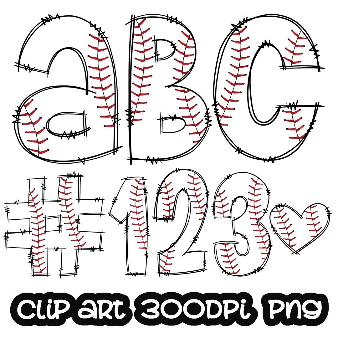 Baseball Doodle Letters Clipart, Letters Clip Art, Sports Digital ...