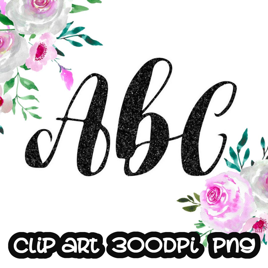 Black Glitter Alphabet, Digital Clipart, Numbers, Font, Letters Cards ...