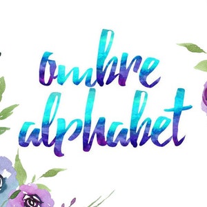 Ombre Alphabet Clip Art, Watercolor Alphabet, Digital Clipart, Numbers ...