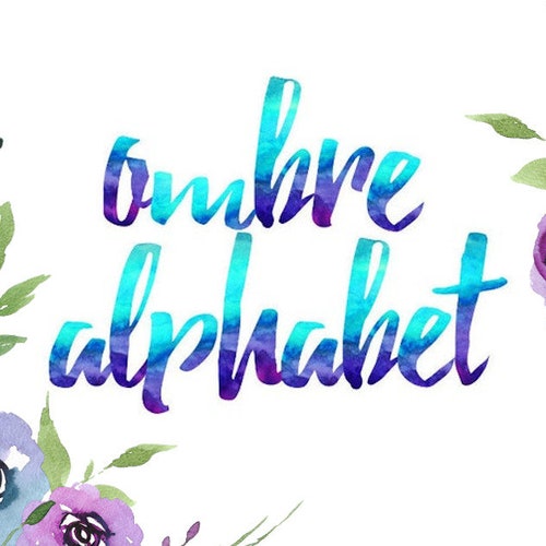 Pink Watercolor Alphabet Clipart Ombre Alphabet Clip Art - Etsy