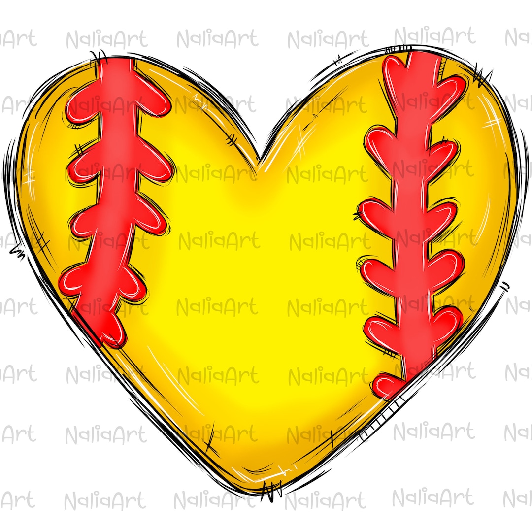 Heart Softball Heart PNG Sport Heart Heart Watercolor Sublimation PNG ...