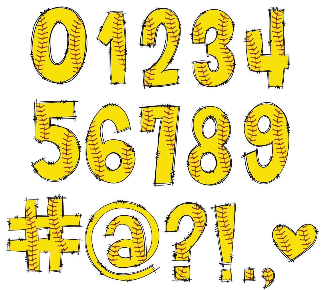 Softball Doodle Letters Clipart Letters Clip Art Sports - Etsy