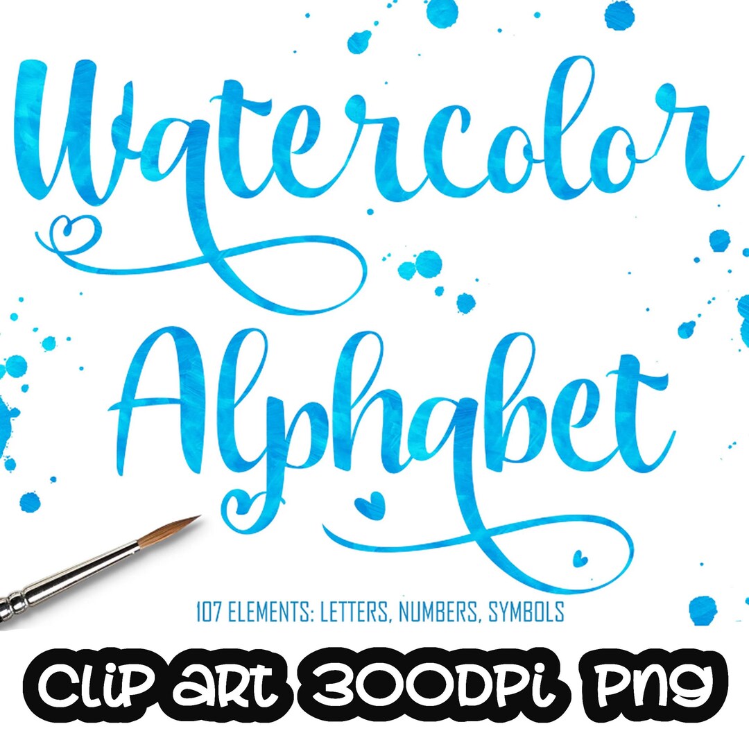 Blue Watercolor Alphabet Clipart, Watercolor Letters, Digital Clipart ...