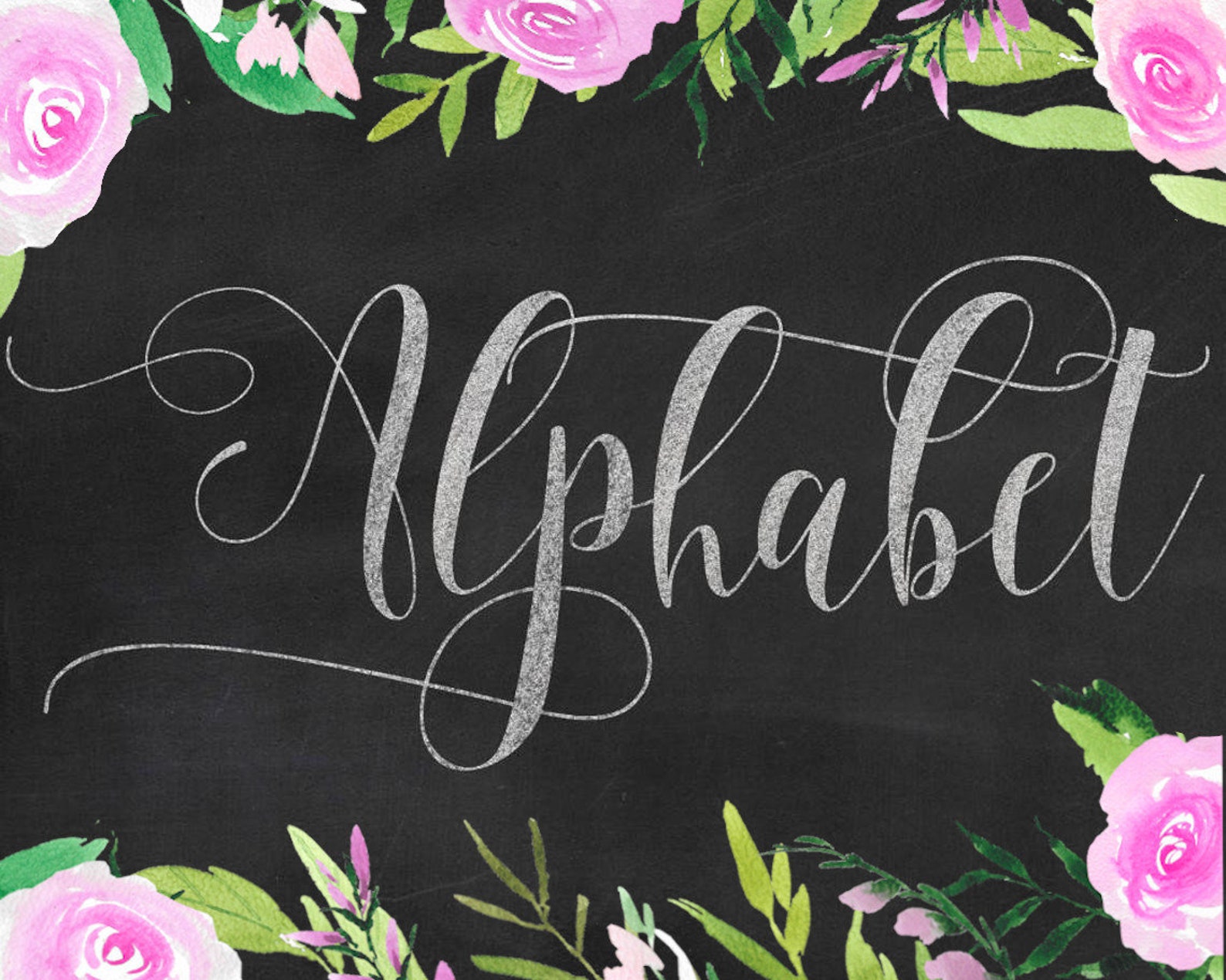 Chalkboard Alphabet Clip Art Chalk Digital Clipart Font | Etsy