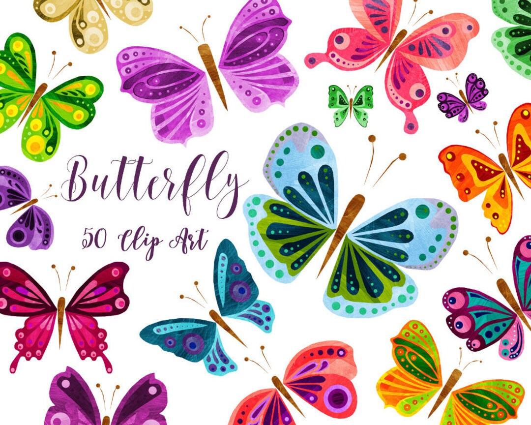 Butterfly Butterfiles Insects Clipart Watercolor Digital Clip Art PNG ...