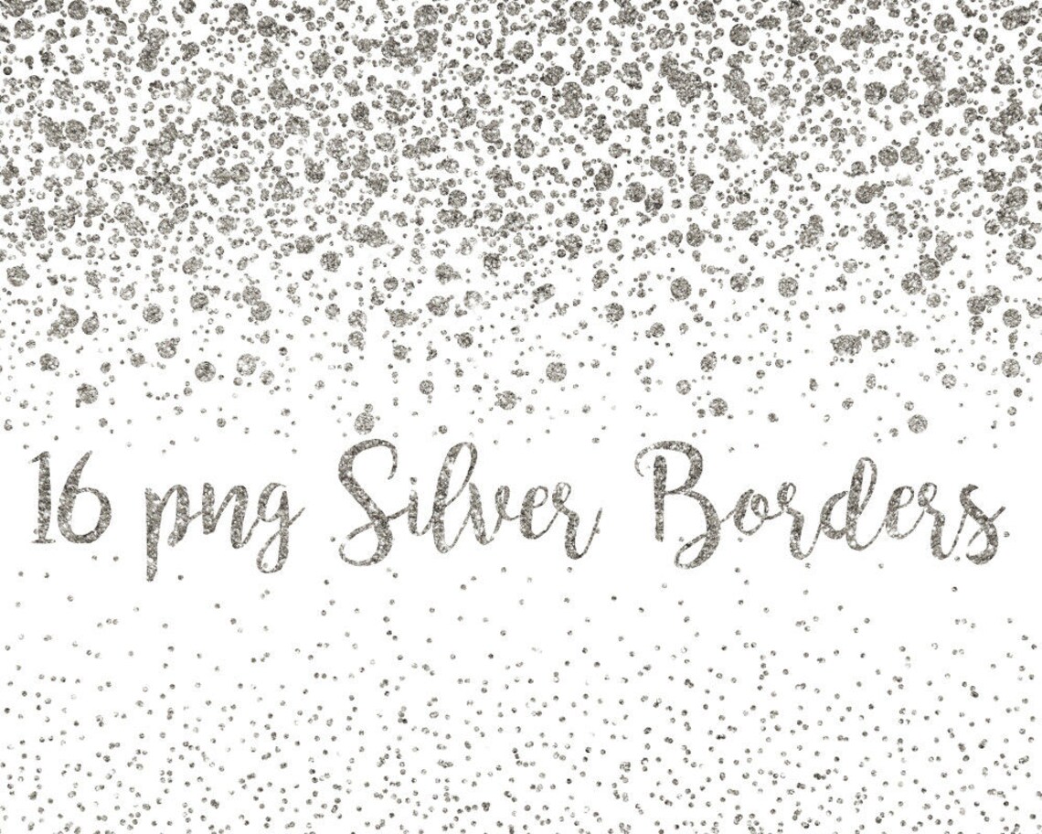 Silver Glitter Border Confetti Bordersclipart Silver - Etsy