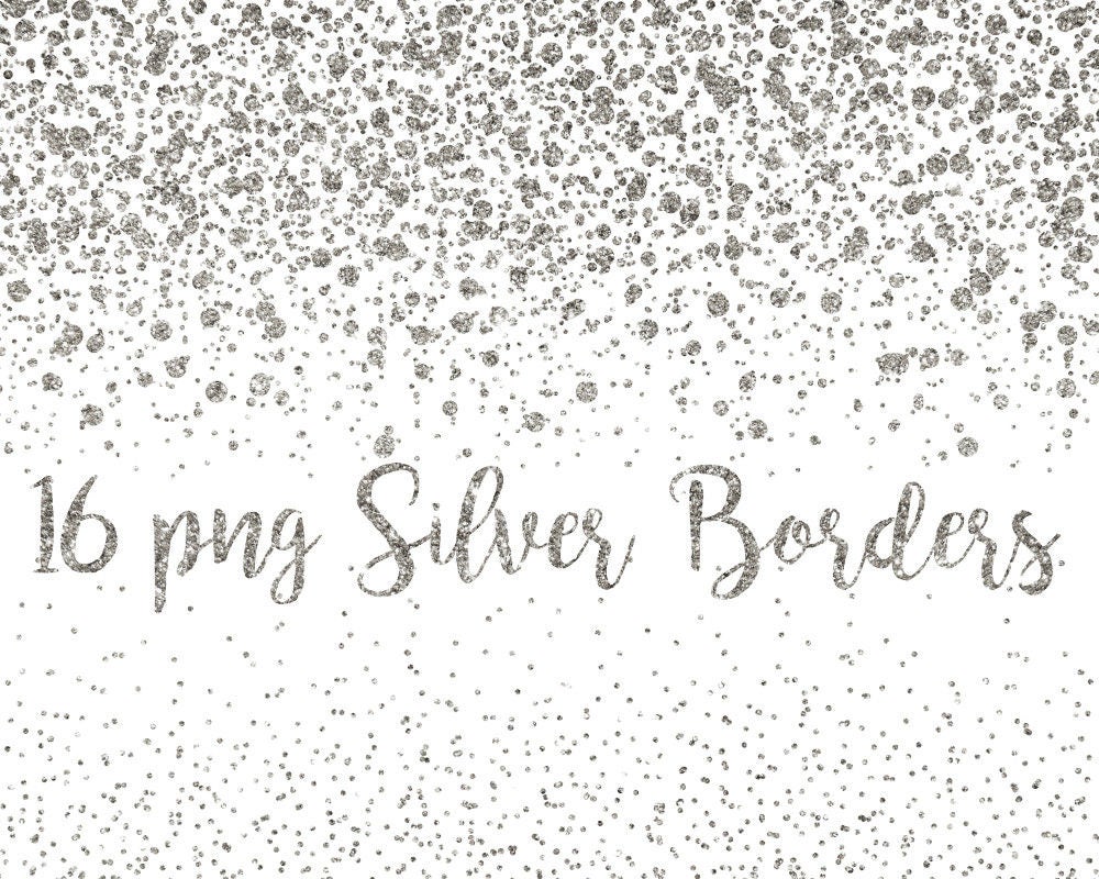 Silver Glitter Border Confetti Bordersclipart Silver - Etsy