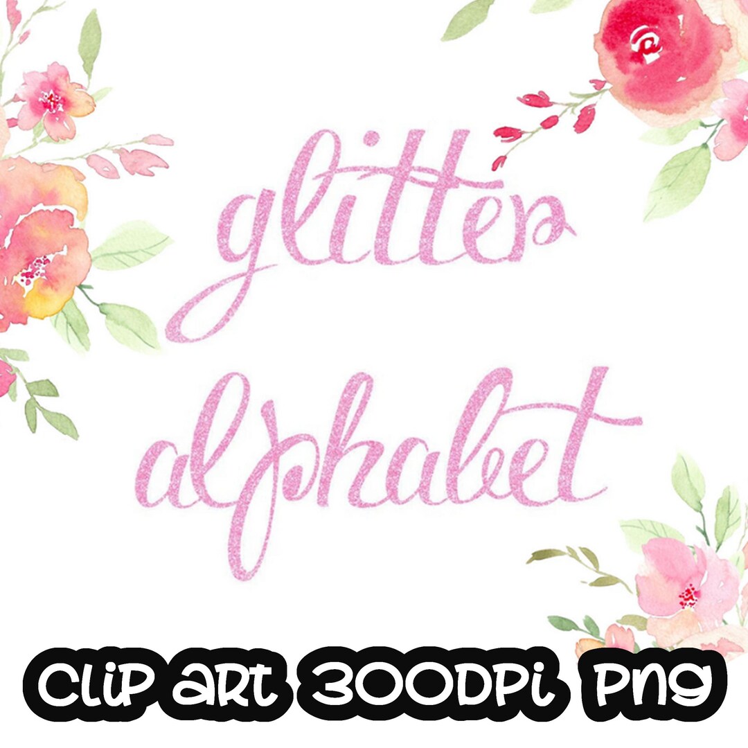 Pink Glitter Alphabet Clip Art, Pink Alphabet, Digital Clipart, Numbers ...