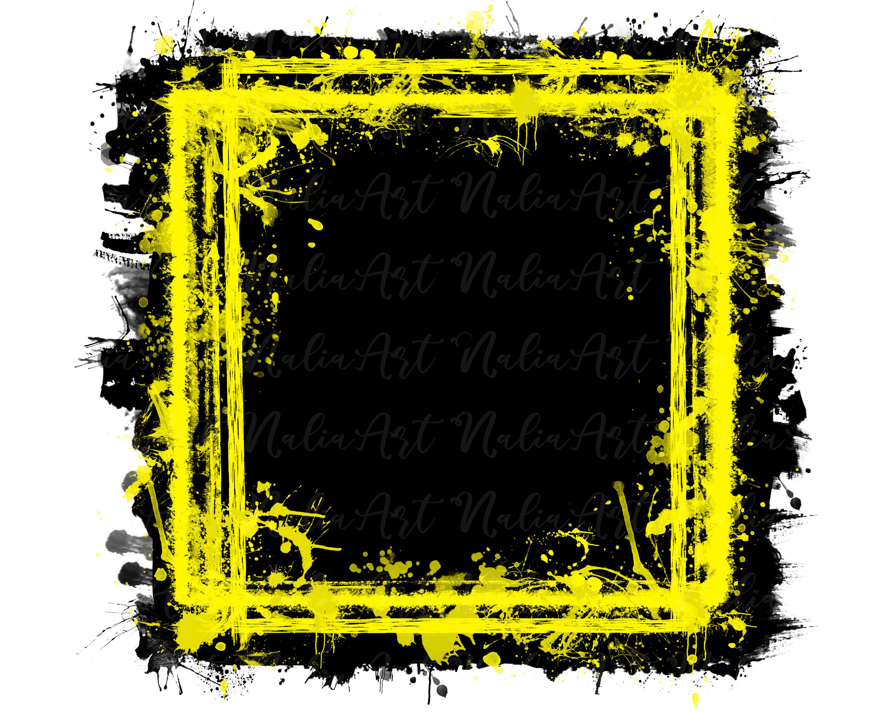Frame Splatter Black Yellow Background Printable Artwork - Etsy