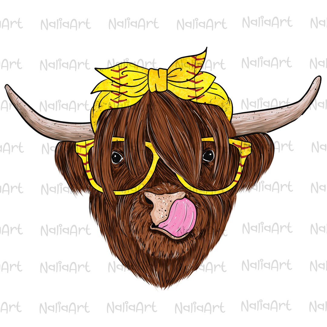 Cow PNG, Softball Cow Highland, Cow Bandana and Glasses Png, Cow Png ...