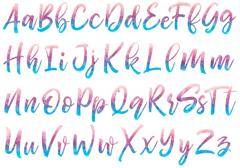 Ombre Watercolor Alphabet Clipart Watercolor Letters Digital | Etsy