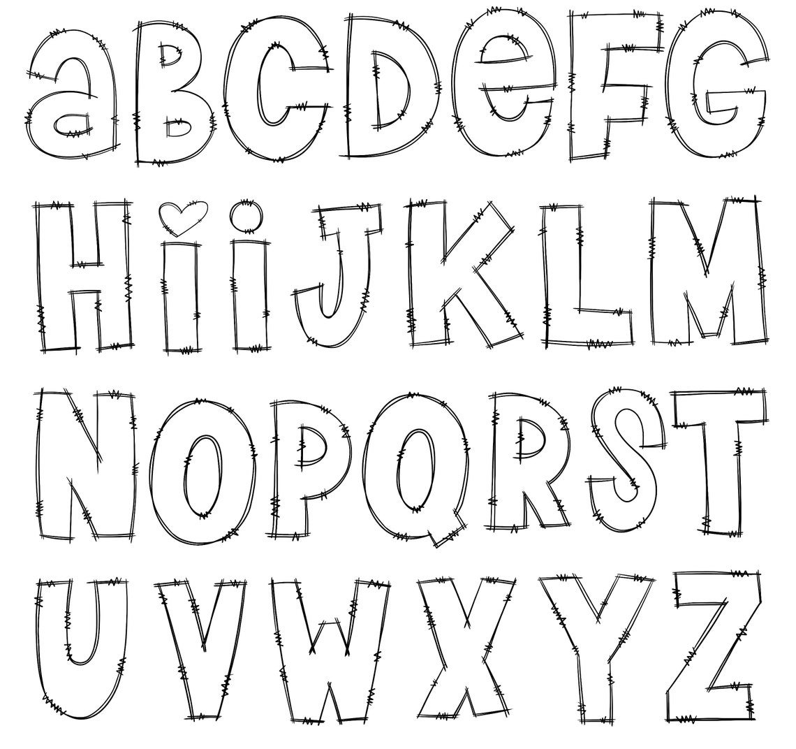 Doodle Letters Clipart Letters Clip Art Digital Clipart - Etsy