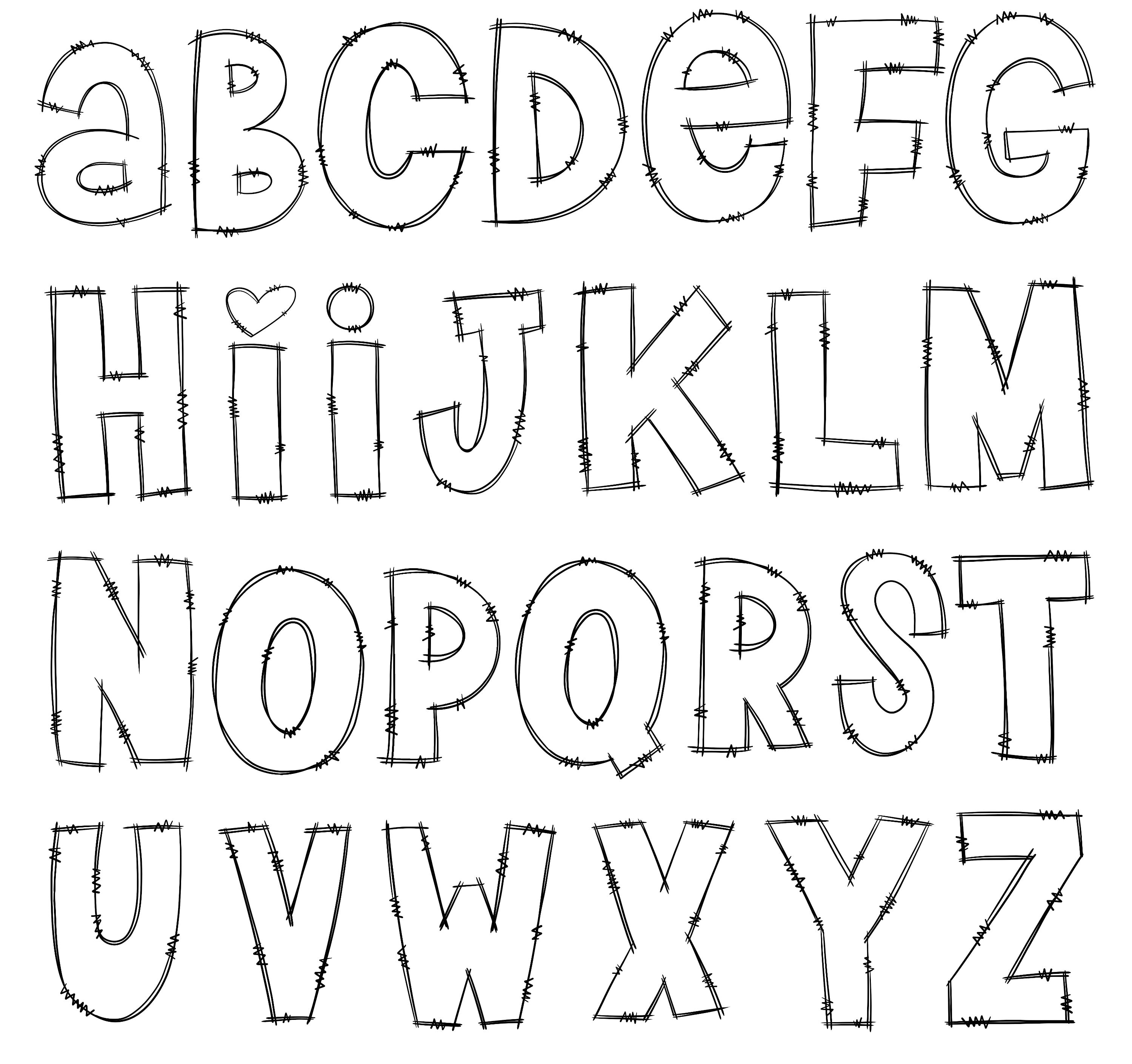 Doodle Letters Clipart Letters Clip Art Digital Clipart - Etsy