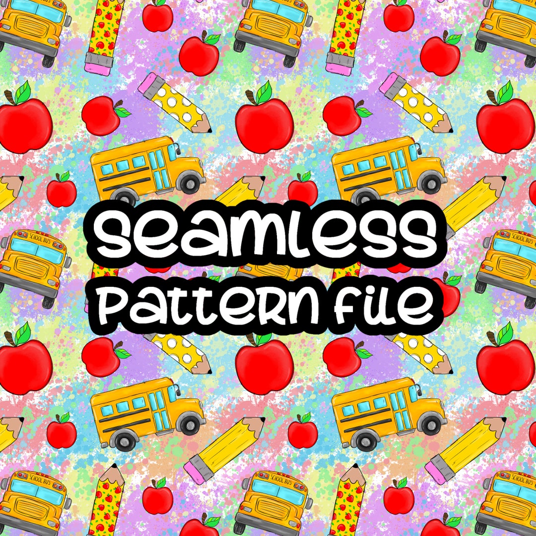 School Teacher Seamless Pattern, School Bus Apple Pencil Back to School ...