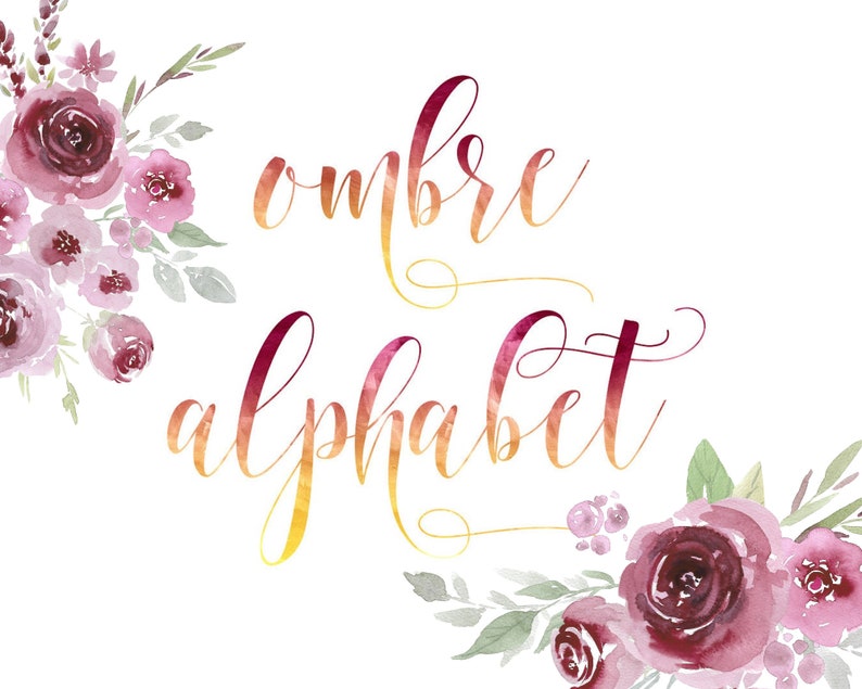 Ombre Alphabet Clip Art Watercolor Alphabet Digital Clipart - Etsy
